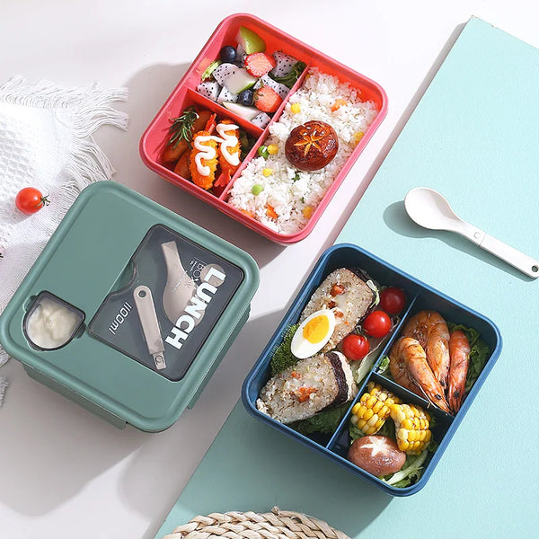 Double Compartment Lunch Box With Spoon – bestonline.pk